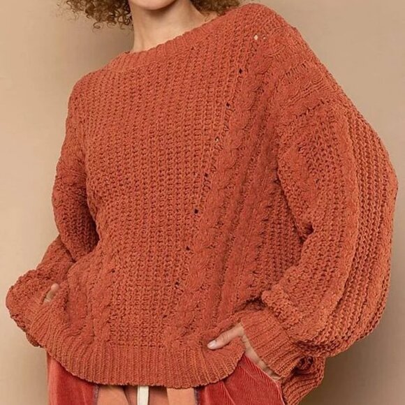 POL | Sweaters | Boutique Brand Pol Oversized Pumpkin Spice Cable Knit ...